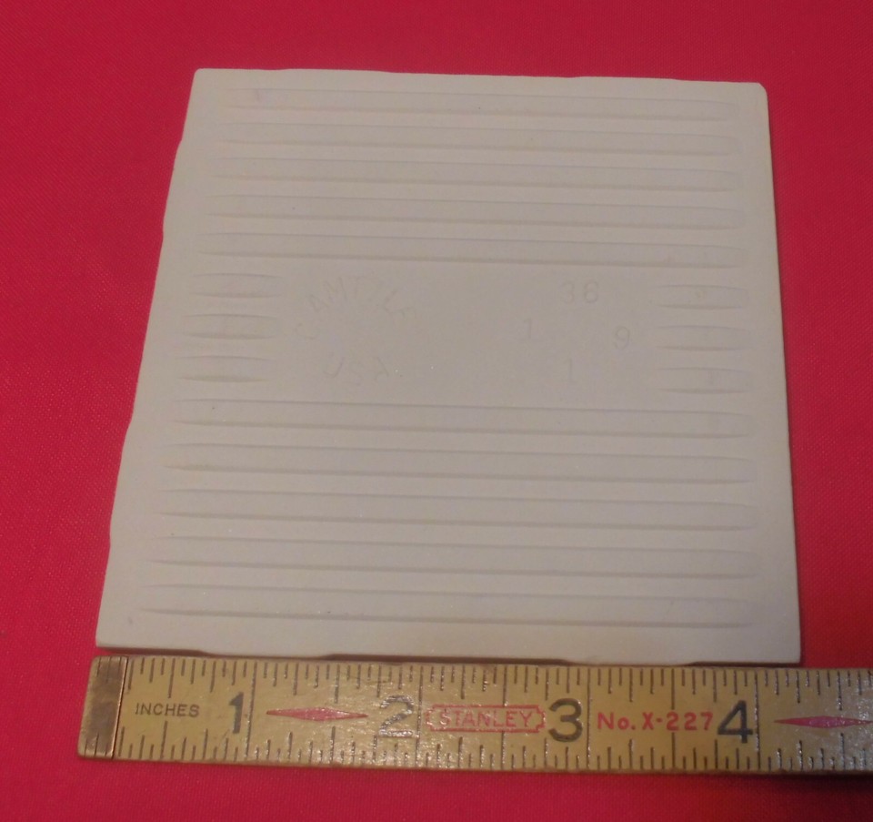 1 pc. Vintage Glossy Ceramic Bullnose Tile 4-1/4” *Camtile Yellow* Flat ...