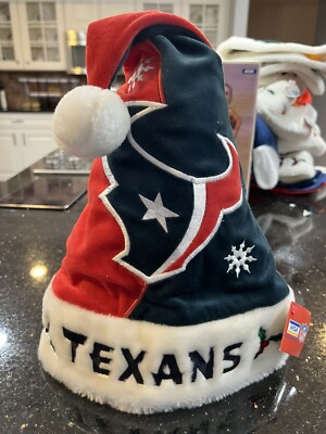 Houston Texans Adult plush NFL big logo Swirl holiday Santa hat | eBay