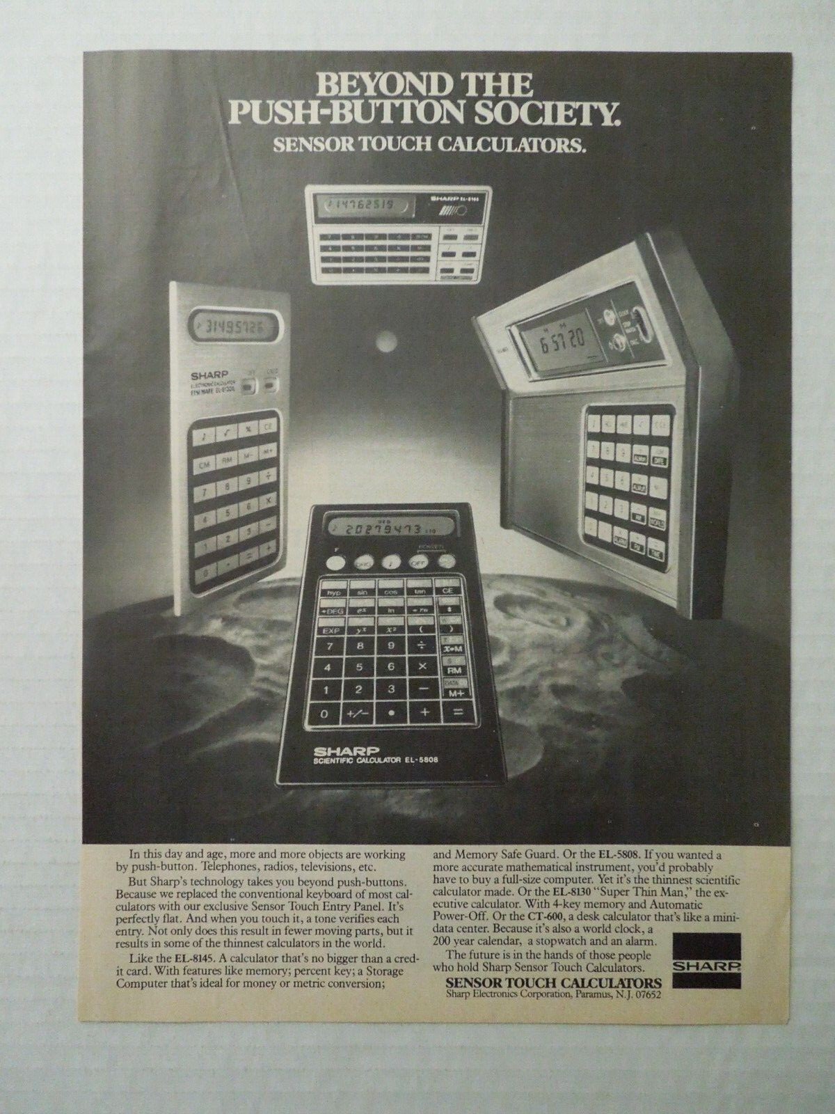 1978 SHARP Sensor Touch Calculators Magazine Ad - Beyond The Push ...