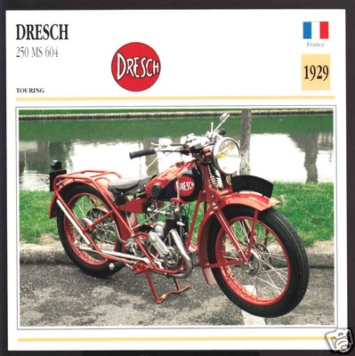 1929 Dresch 250cc MS 604 France Motorcycle Photo Spec Sheet Info Stat ...