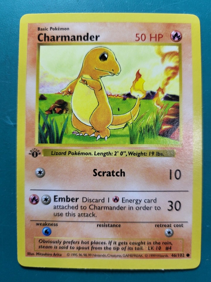 1999 Pokemon Base 1st Edition #46 Charmander Thick Stamp Pokemon Gaming ...
