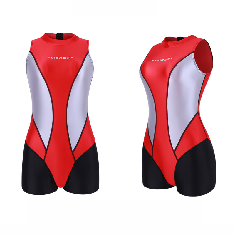 AMORESY Women Shiny Glossy Jumpsuit One Piece Sleeveless Cosplay Zipper ...