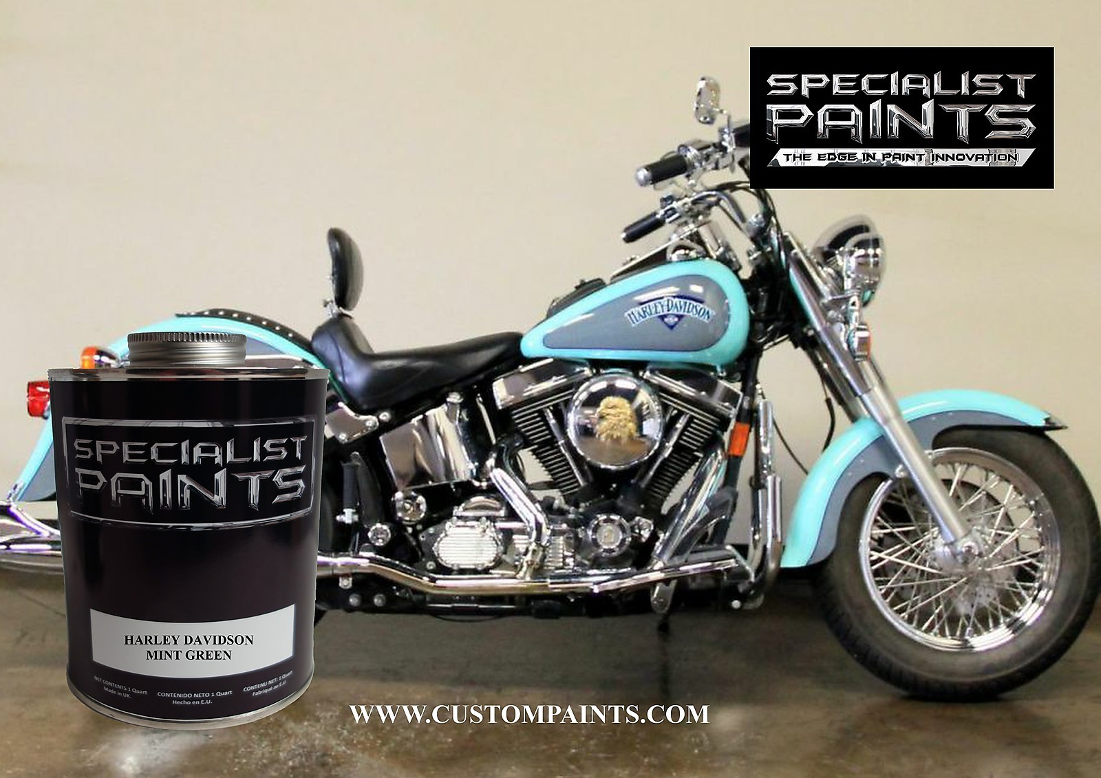 PINT KIT HARLEY DAVIDSON - MINT GREEN. MOTORCYCLE, AUTOMOTIVE, HOTROD ...