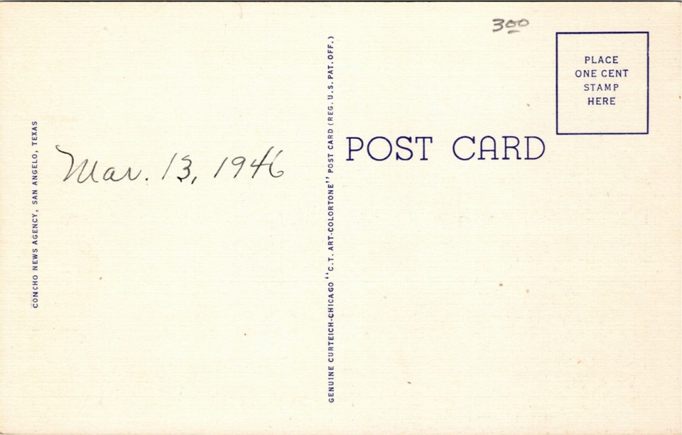 Postcard TX San Angelo Chadbourne Street Bridge & Sky Line LINEN 1946 ...