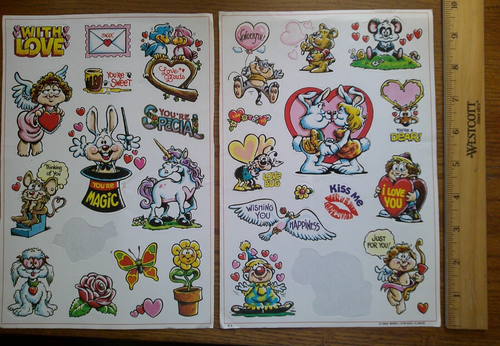 Lot of 2 Vintage 1982 MARK 1 Sticker Sheets Love Animals Flowers Bugs ...