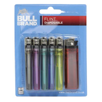 Bull Brand Disposable Lighters Multicoloured 6 Pack | eBay UK
