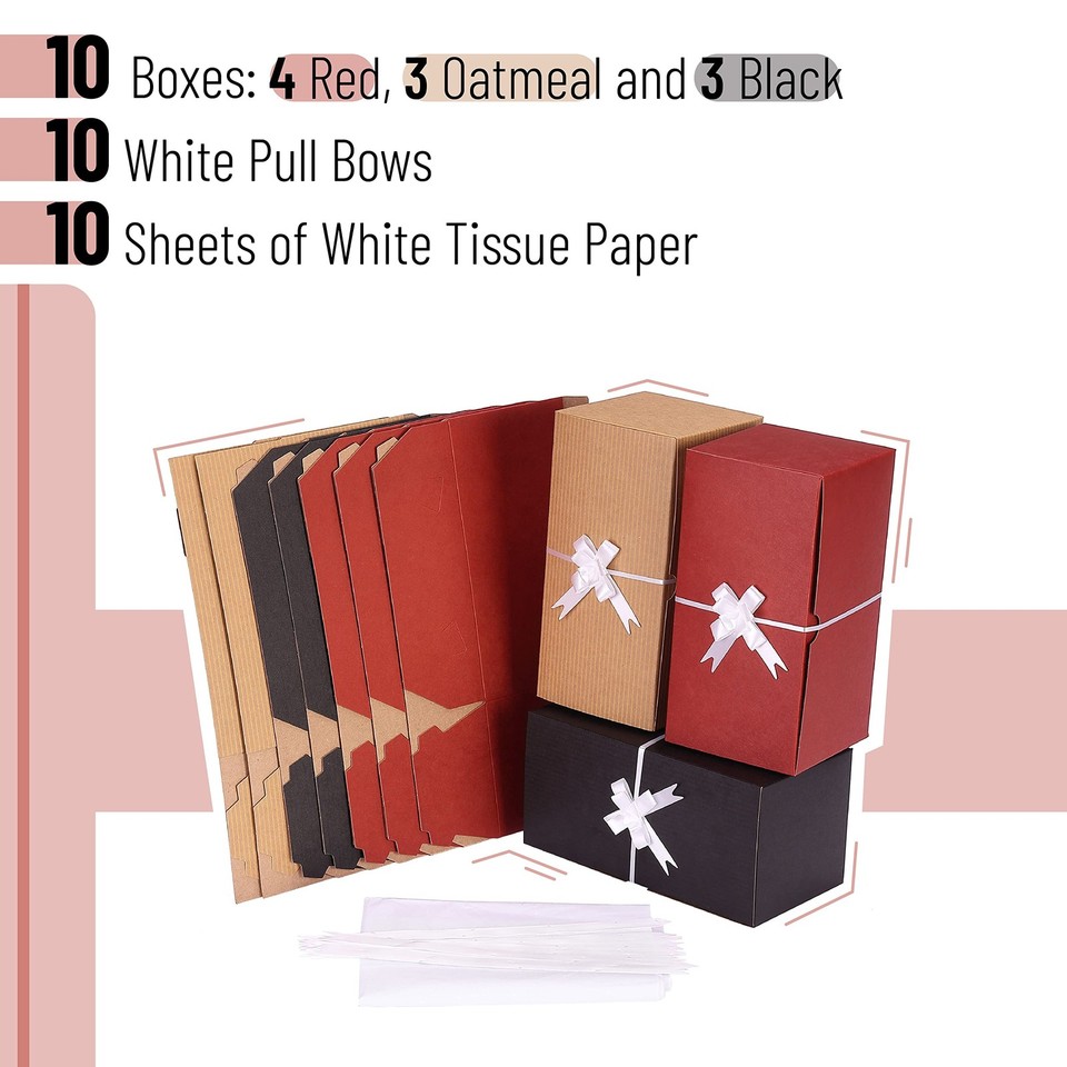 Gift Boxes with Lids 10 Pack 9x4.5x4.5 inch Assorted Color for Presents ...