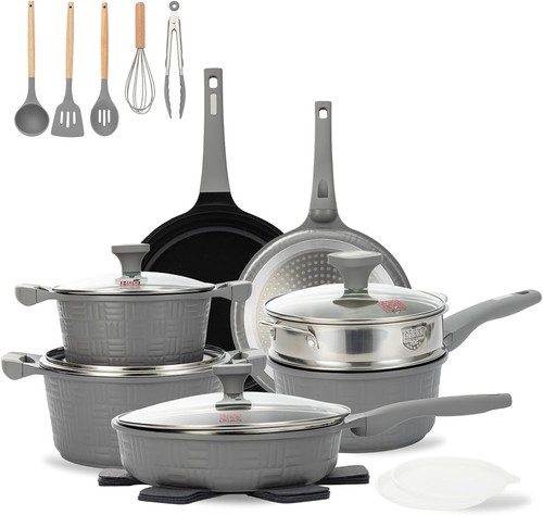 UCCLIFE 22-PCS Pots and Pans Set Non Stick, Induction Cookware Set, Non ...