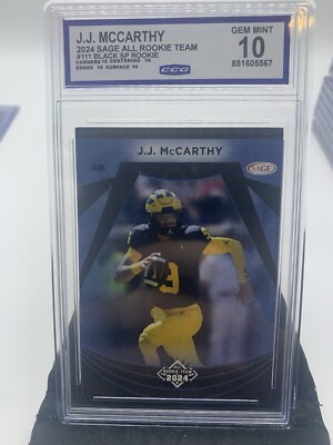J.J. McCarthy 2024 Sage All Rookie Team Black GM MT 10 CCG Vikings ...