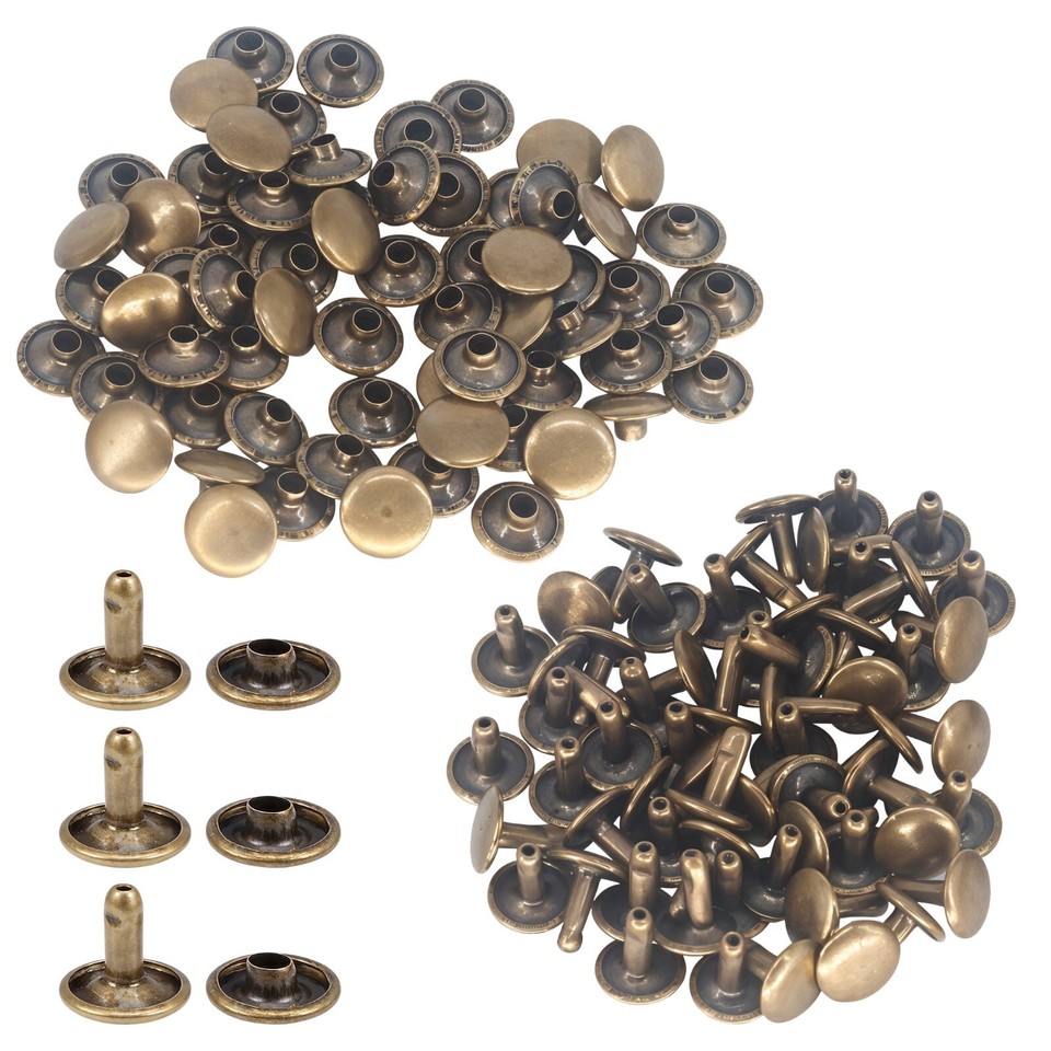 Double Cap Rivets 4mm - 15mm Stud Rapid Rivets Leather Craft Repair ...