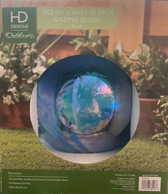 Gazing Ball 10” Gazing Globe Textured Glass Outdoor Yard Art Iridescent ...
