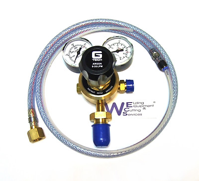 MIG Welding Gas Regulator with 4mm Hobby Welder Adaptor Hose Kit ARGON ...
