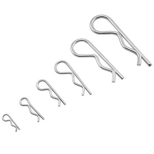 Cotter Pin Spring Fastener Assortment Kit 24 PCS R Clips Zinc Plated ...