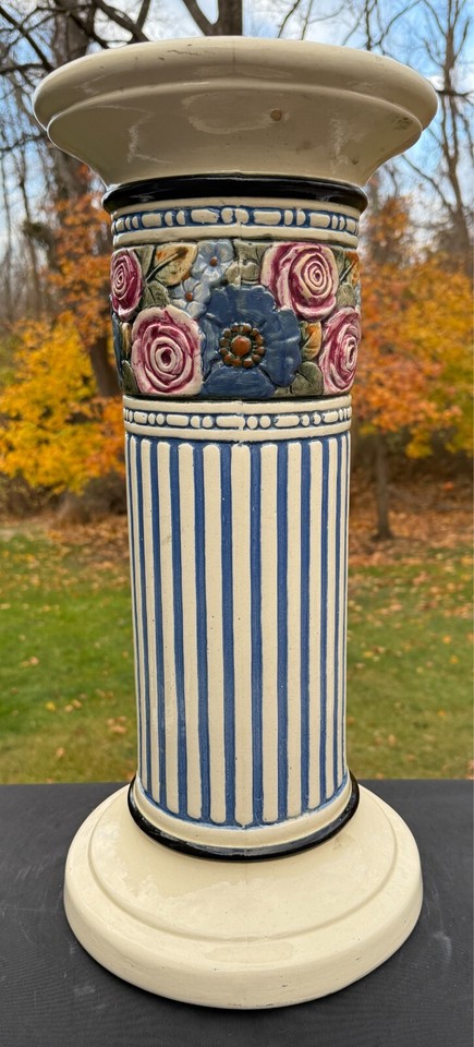 Vintage Weller Zona Eldora Chelsea Art Pottery Floral Pedestal | eBay