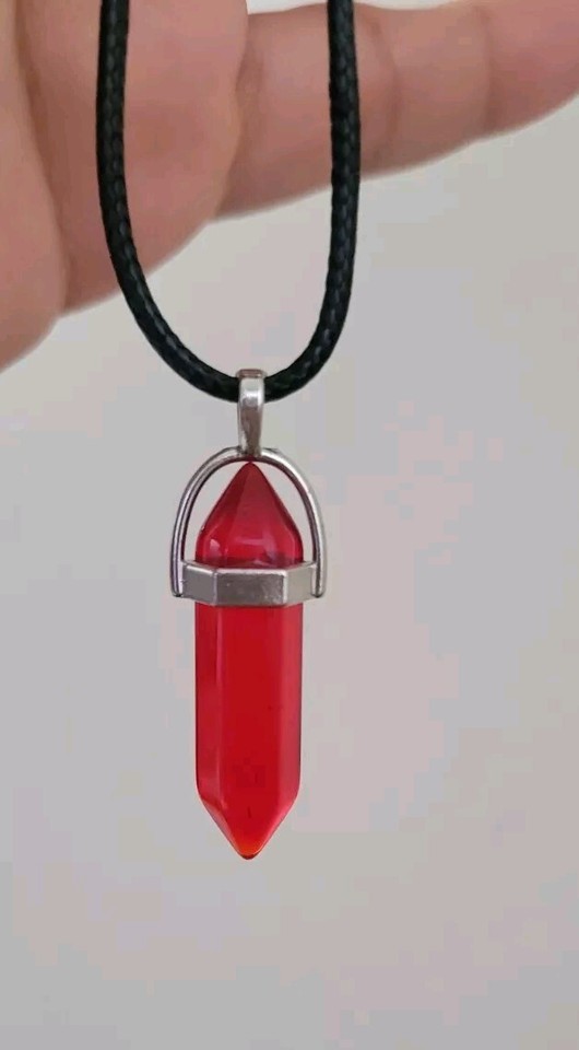 Crystal Clear Ruby Red Quartz Stone Chakra Moon Healing Pendant ...