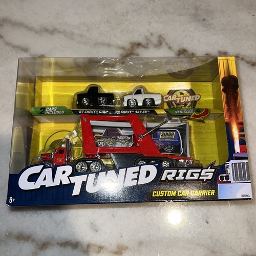 Car Tuned Rigs Custom Car Carrier w/ 2 Cars ‘87 Chevy C10 & ‘90 Chevy ...