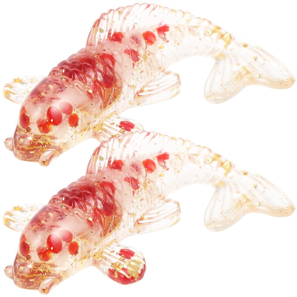 2 Pcs Crystal Koi Ornaments Goldfish Pisces Gifts Travel Tank Figurine ...