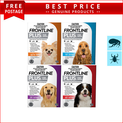 FRONTLINE PLUS All Sizes for Dogs 6 Doses Flea and Tick Treatment Long ...