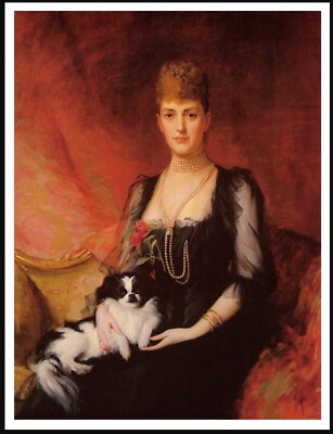 JAPANESE CHIN QUEEN ALEXANDRA AND HER DOG VINTAGE STYLE DOG ART PRINT ...