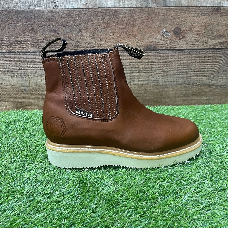 Men's Work Boots/Booties/Botin Pull On Leather Brown-Black oil water ...