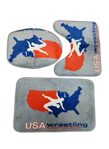 USA Wrestling 3 Piece Bathroom Rugs Set Bath Rug Contour Mat and Toilet ...