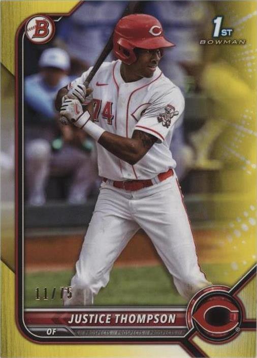 2022 Bowman - Prospects Yellow Border #BP-59 Justice Thompson /75 (RC ...