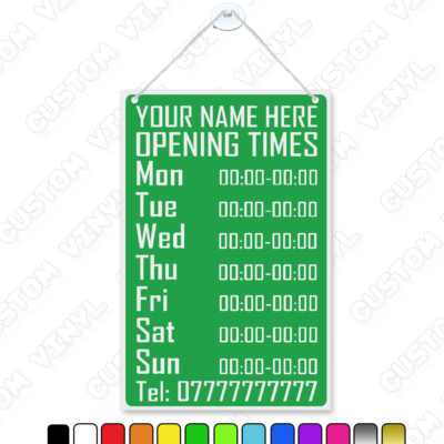 Hanging opening times, custom business hours sign, opening times sign ...