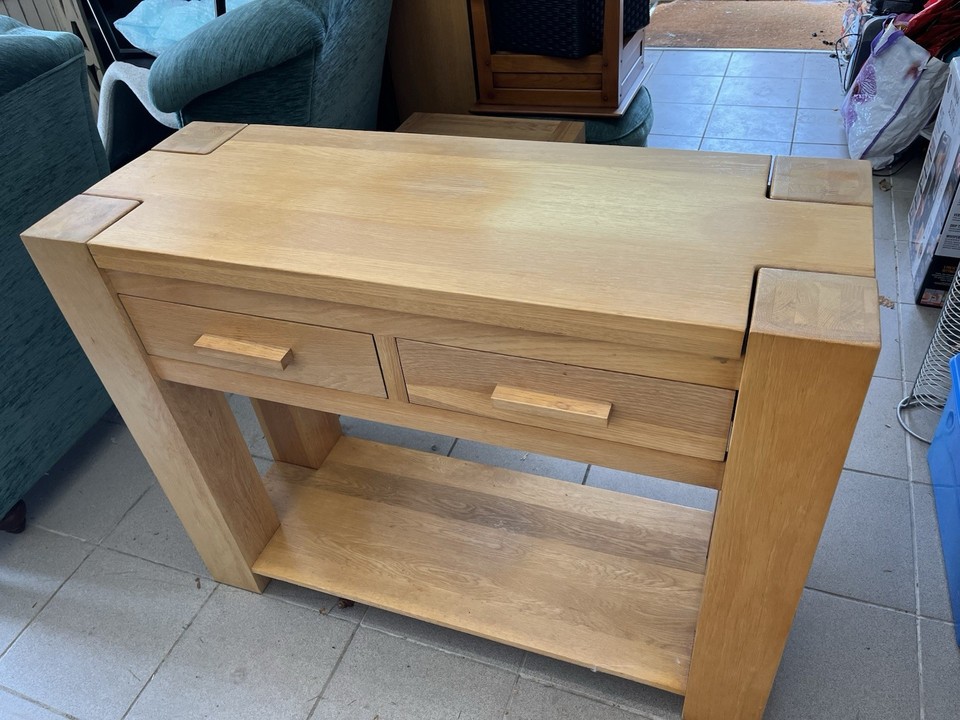Solid Oak Console Table with Drawers | eBay UK