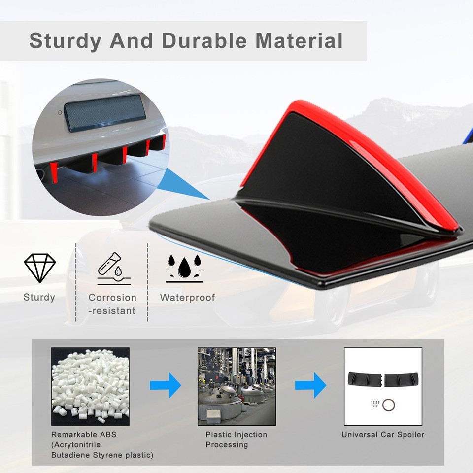 For Scion xA xB 2004-2015 Rear Bumper Diffuser Lip 5 Red Fins Spoiler ...