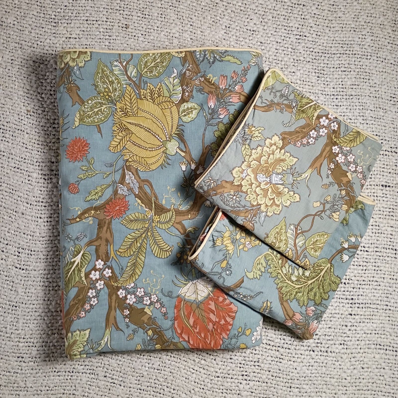 Pottery Barn Palampore Floral Duvet Cover Queen + 2 Euro Shams Cotton ...