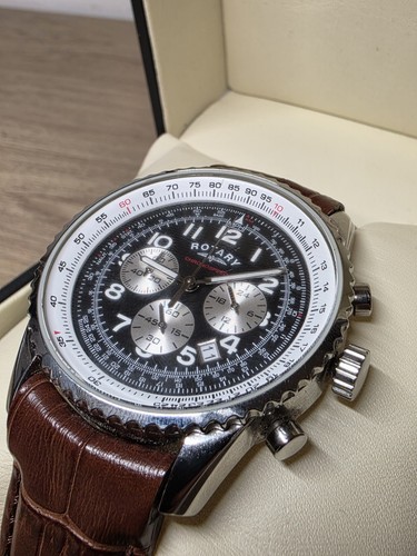 Rotary Men’s Chronospeed Chronograph Date Brown Leather Strap Watch ...