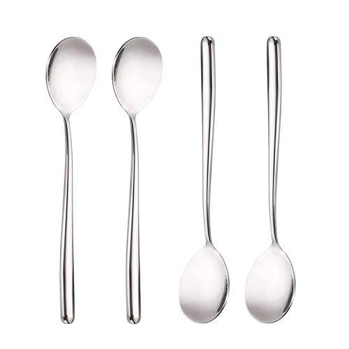 Stainless Steel Spoon,Long handle Great Circle Soup Spoons Korean Long ...