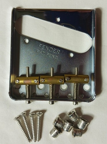 Genuine Fender American Chrome Telecaster 3 Saddle Tele Bridge set ...
