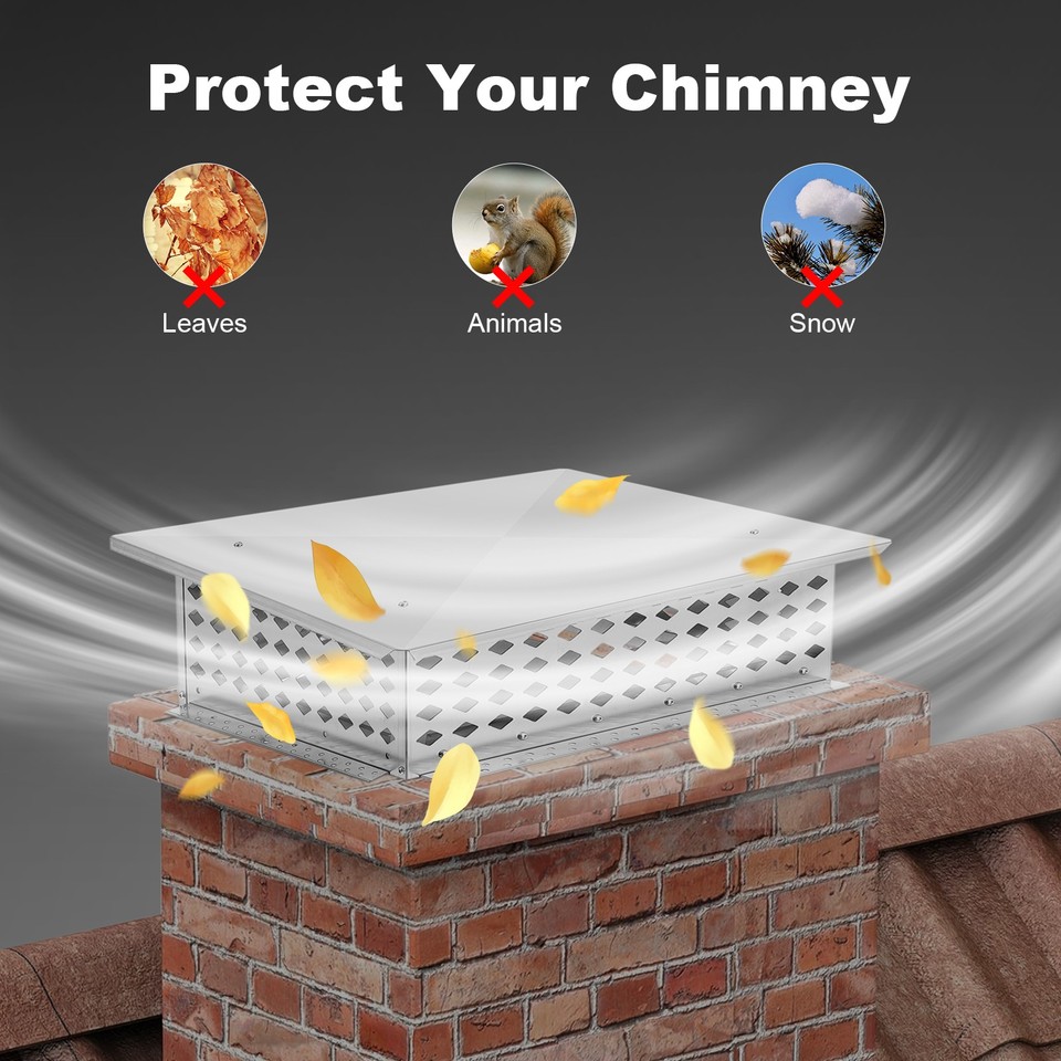 13"-17" Stainless Steel Chimney Cap with Adjustable Fit & Double-Layer ...