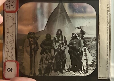 Ute Tribe Native Americans in Front of Colorado Teepee Magic Lantern ...