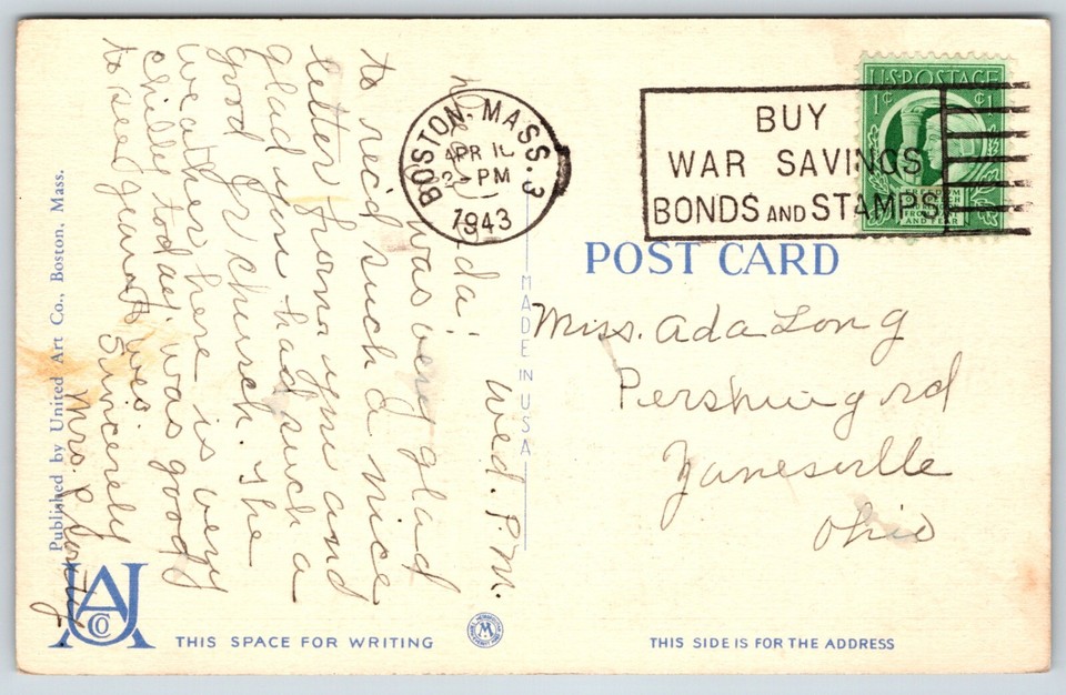 Postcard General View Of Boston By Aeroplane, Boston, Massachusetts ...