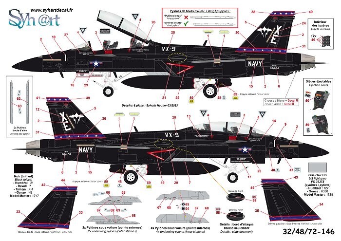Syhart 1/72 F/A-18F Super Hornet VX-9 Vampires VX-4 Tribute US Navy ...