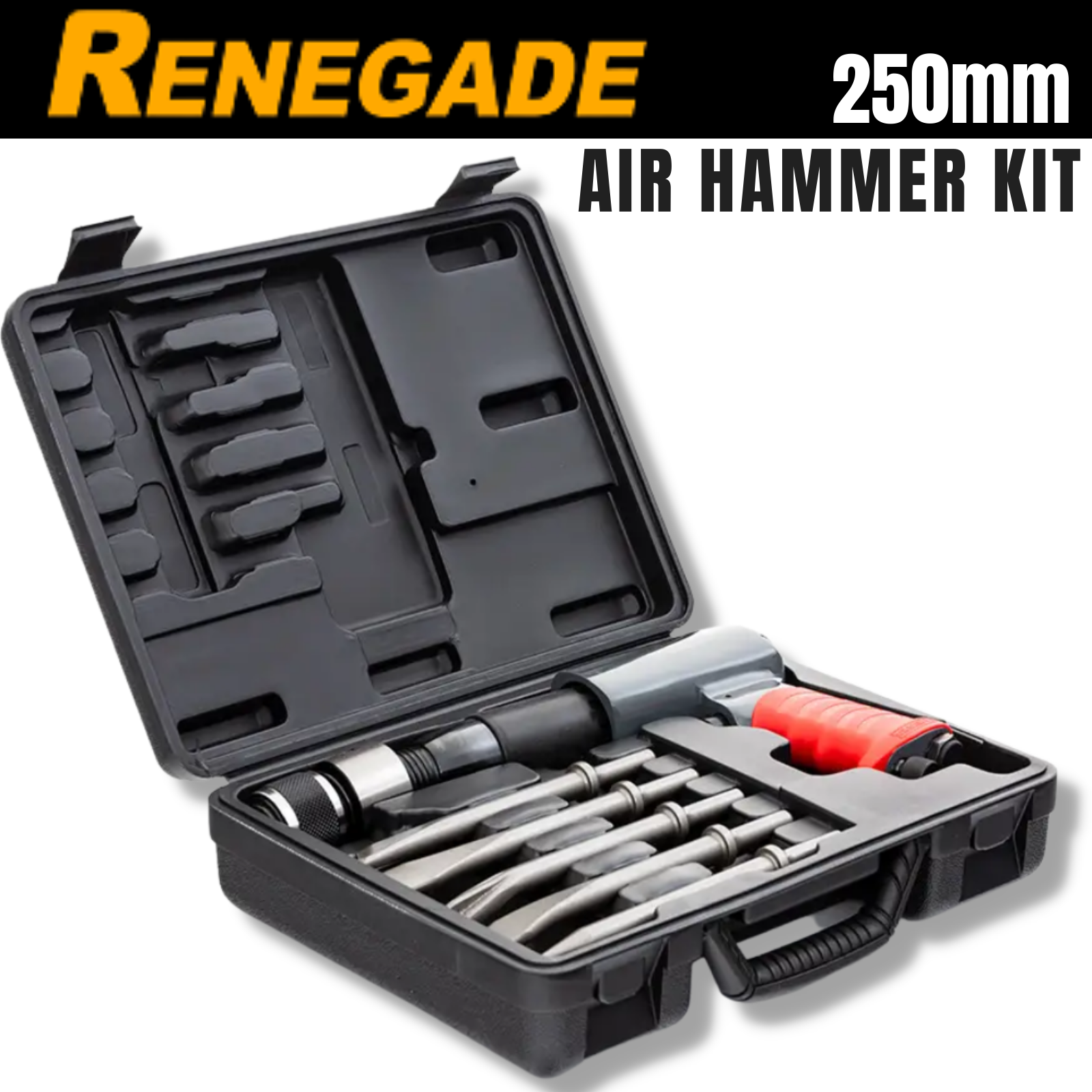 Renegade Air Hammer Chisel Impact Kit Industrial Heavy-Duty RITS102A ...