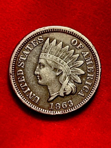 1863 Indian Head Cent Civil War Era Copper Nickel Very Fine Detail ...