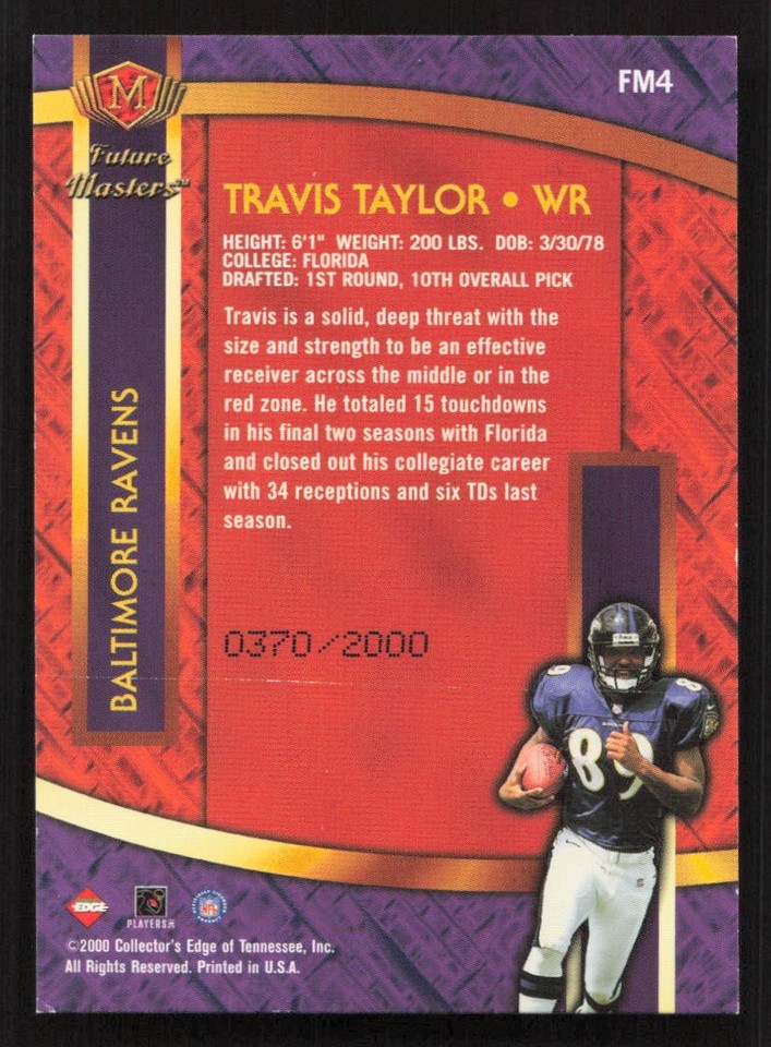 2000 Collector's Edge Masters Travis Taylor Future Masters Gold #/2000 ...