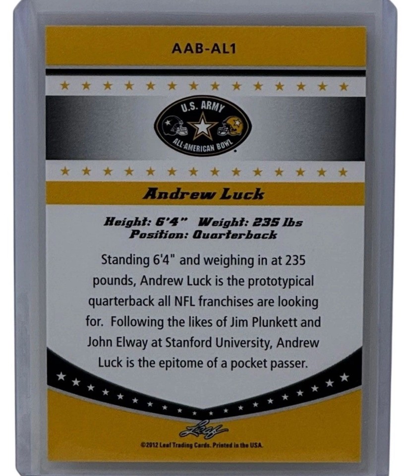 Andrew Luck 2012 Leaf Rookie 2008 US Army All American Bowl Quarterback ...