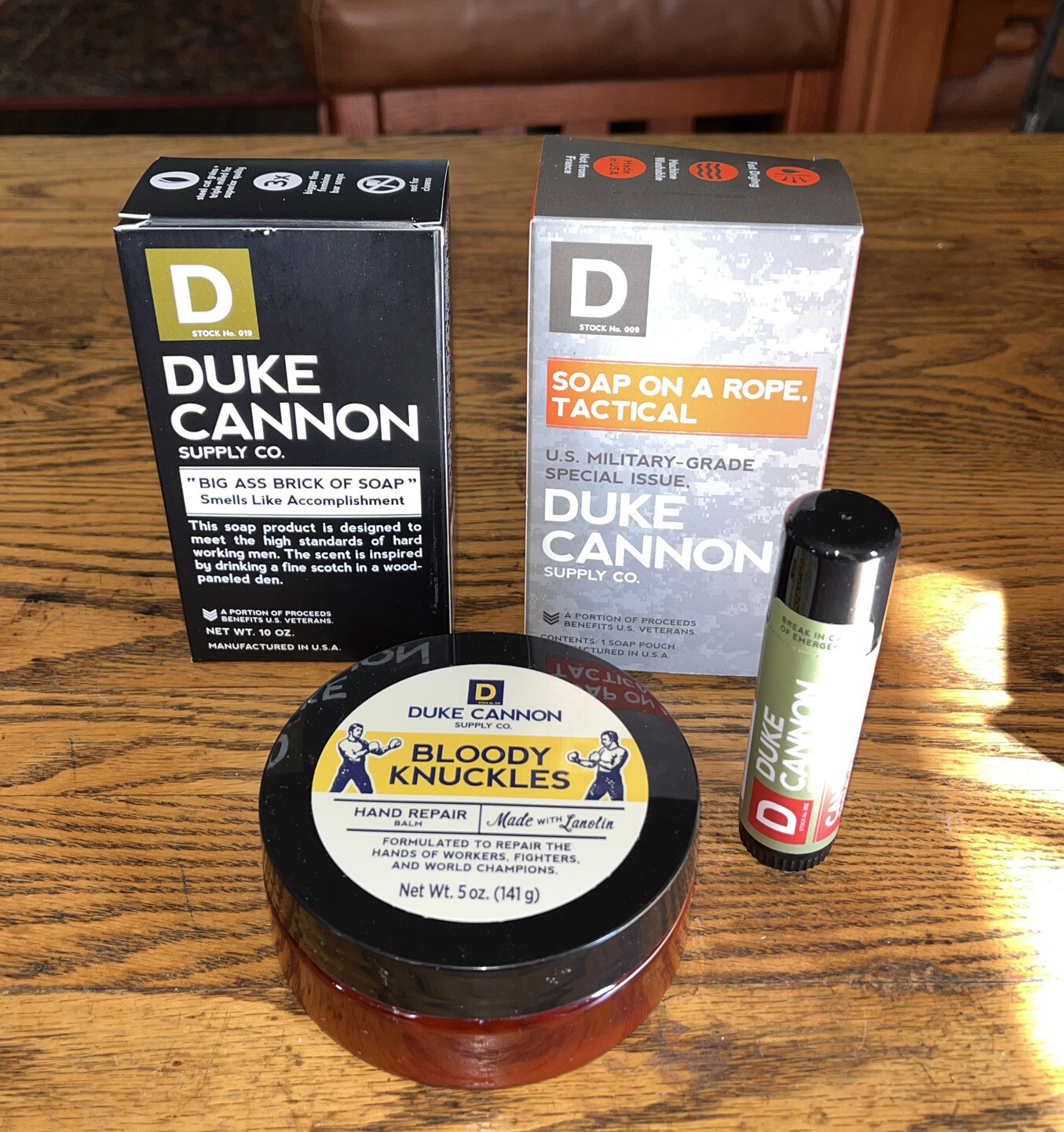 Duke Cannon Lot (big Ass soap, Rope Tacticle, lip balm, bloody knuckles ...