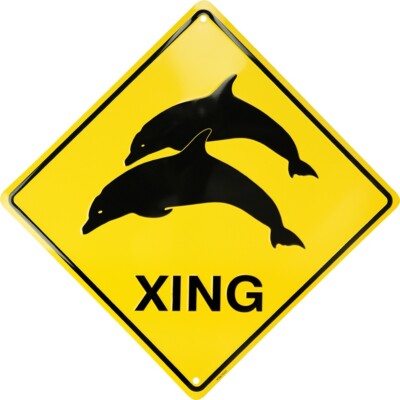 Dolphins Crossing Xing 12" Aluminum Metal Sign Island Marina Dock ...