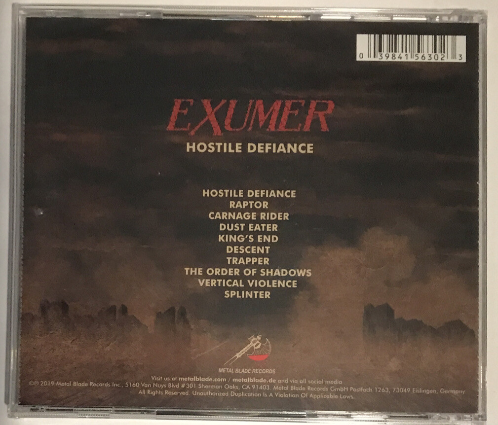 Exumer – Hostile Defiance CD 2019 Metal Blade - 3984-15630-2 SEALED ...