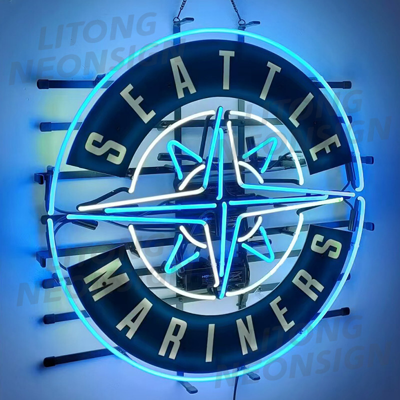 Seattle Mariners Baseball 24"x24" Neon Light Sign Lamp With HD Vivid ...