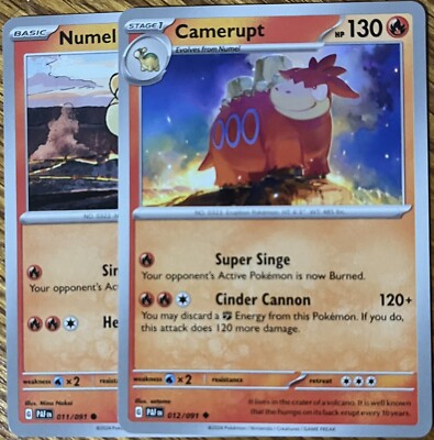 Numel 11/91, Camerupt 12/91 - Evo Line - Paldean Fates - Read Desc. | eBay