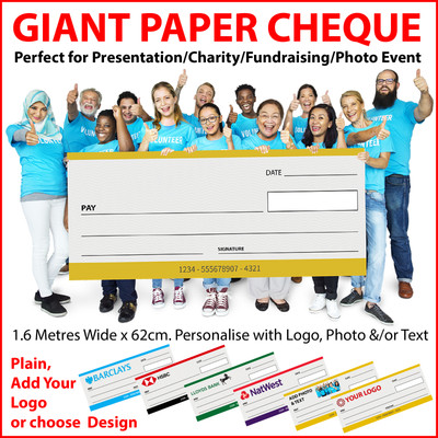 Large Cheque for Presentation Charity Fundraising Event. Add your Logo ...