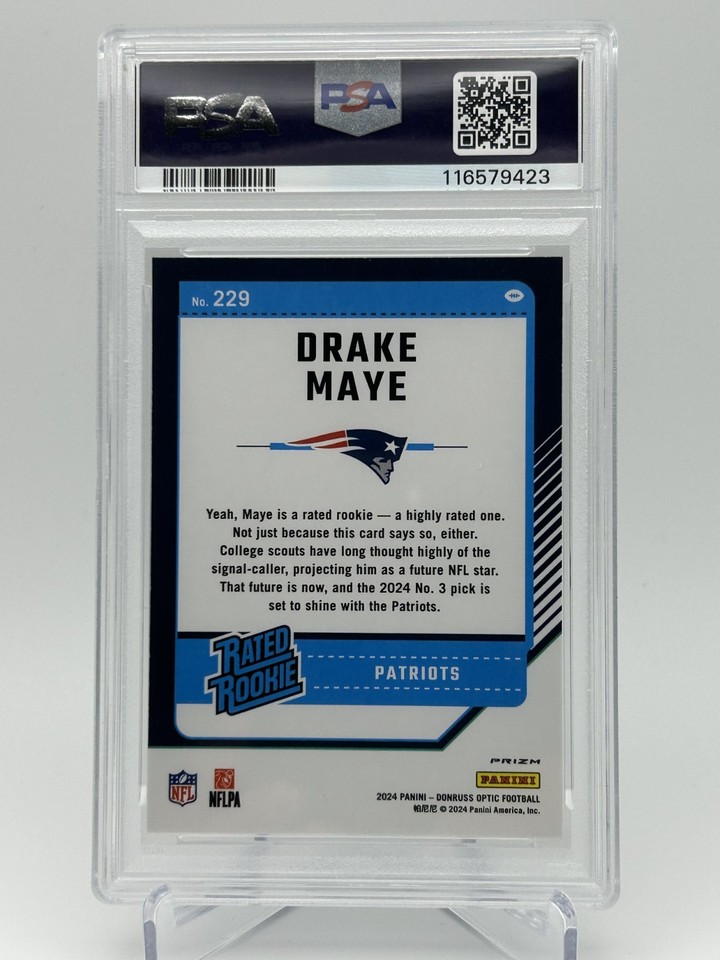 2024 NFL Donruss Optic DRAKE MAYE Silver Holo Rookie RC PSA 9 Mint #229 ...