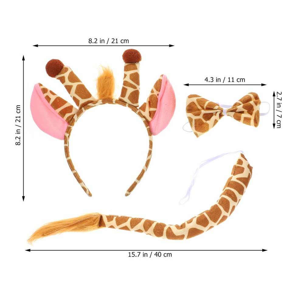 1 Set Giraffe Headband Giraffe Cosplay Bowtie and Tail Kids Cosplay ...