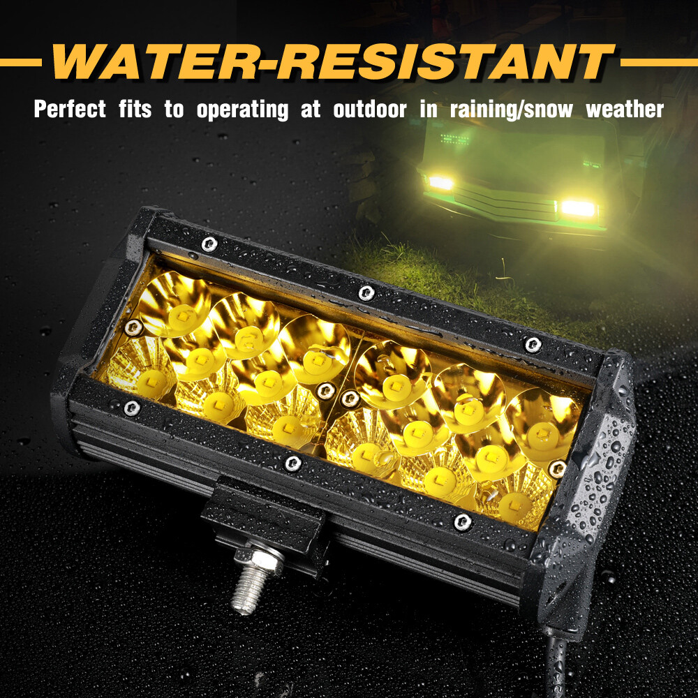 2x 7" 320W Amber LED Work Light Bar Spot Flood Driving Fog OffRoad 4WD ...
